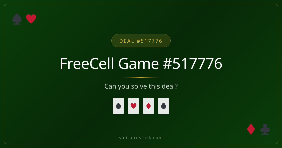 FreeCell Game #517776 — Proven Unsolvable Deal | Play Online